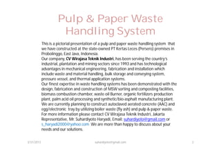 Pulp & Paper Waste Handling System