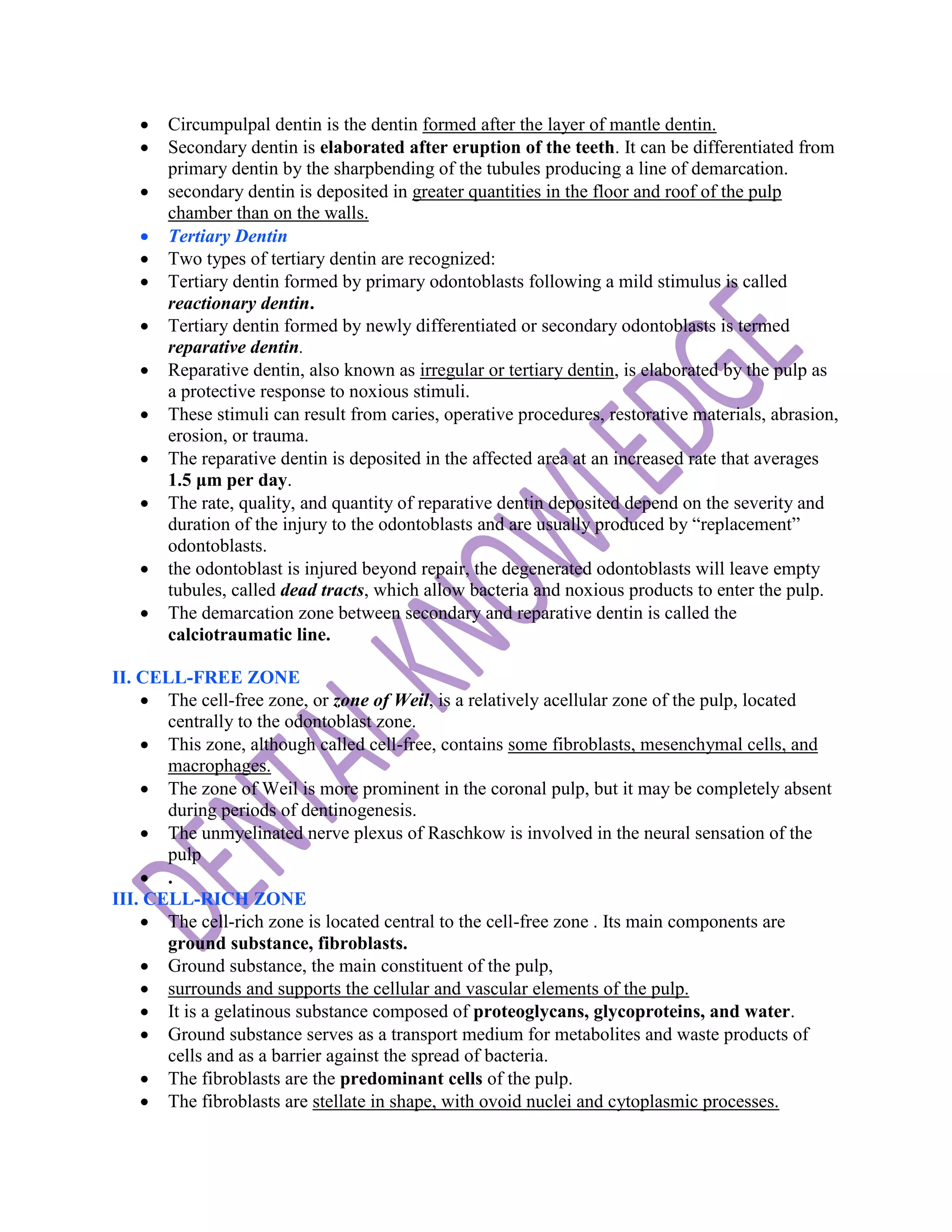 DENTAL PULP (QUICK REVESION).docx | Dental Health | Diseases and Conditions
