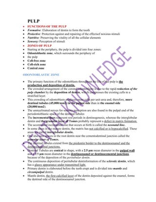 DENTAL PULP (QUICK REVESION).docx | Dental Health | Diseases and Conditions