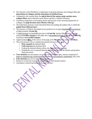 DENTAL PULP (QUICK REVESION).docx | Dental Health | Diseases and Conditions