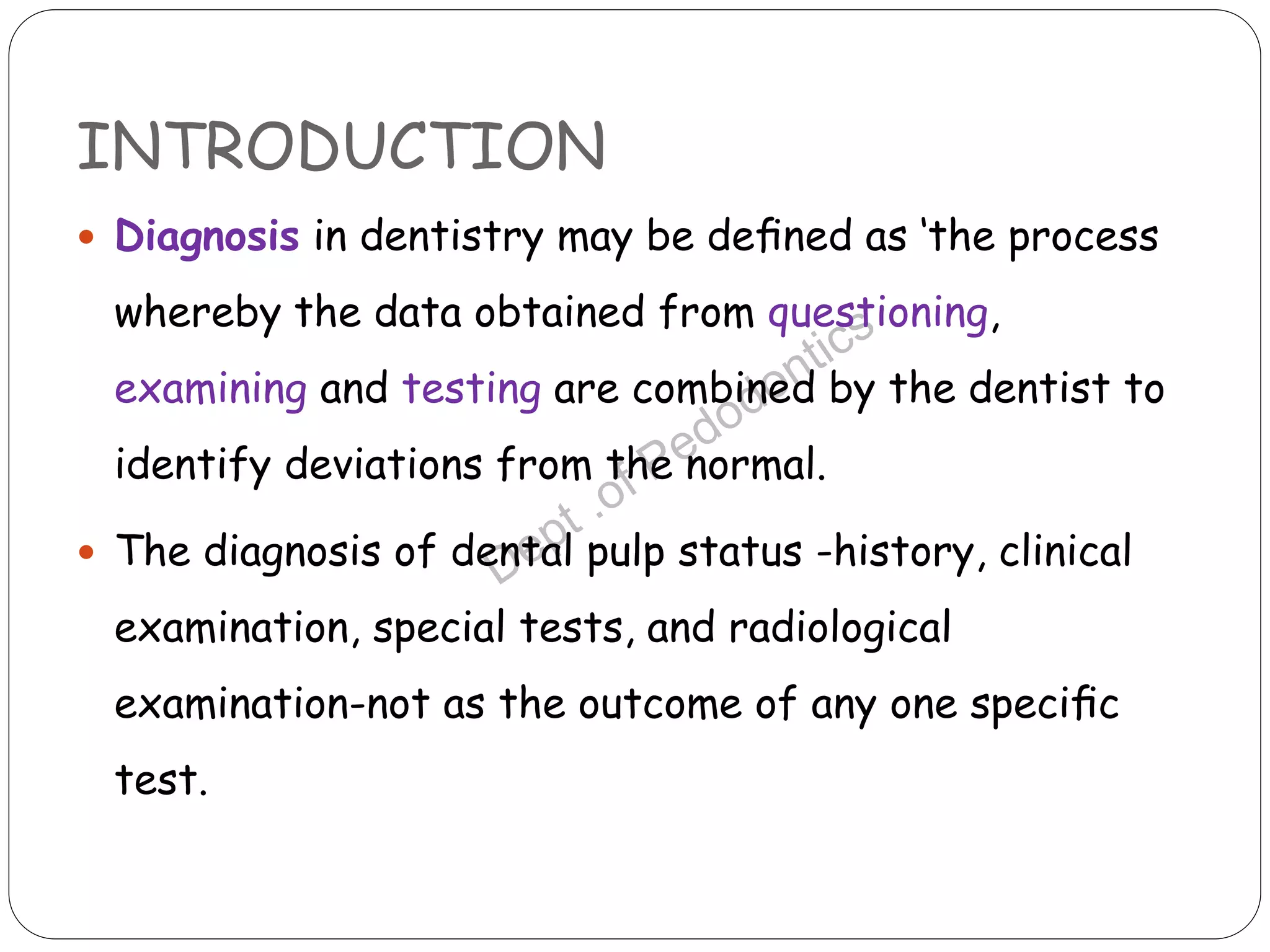 Pulp vitality test new | PPT | Dental Health | Diseases and Conditions