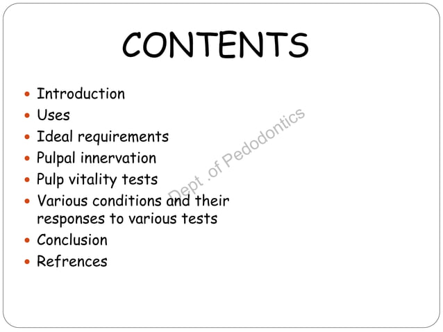 Pulp vitality test new | PPT | Dental Health | Diseases and Conditions