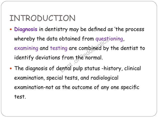 Pulp vitality test new | PPT | Dental Health | Diseases and Conditions