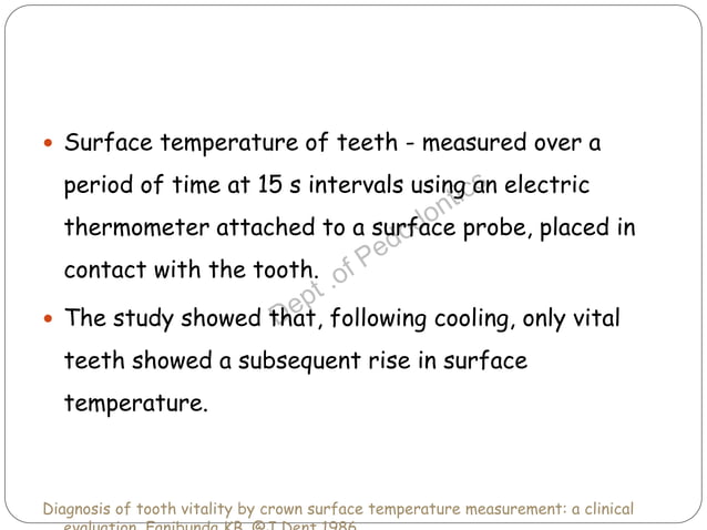 Pulp vitality test new | PPT | Dental Health | Diseases and Conditions