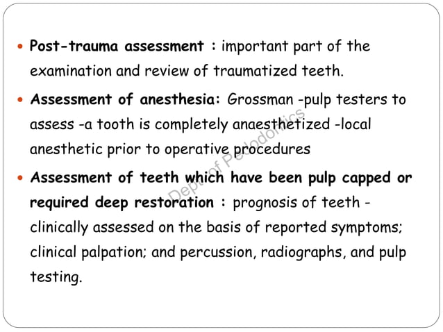 Pulp vitality test new | PPT | Dental Health | Diseases and Conditions