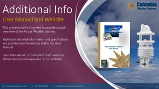 User Guide: Pulsar™ Weather Station (Columbia Weather Systems) | PDF