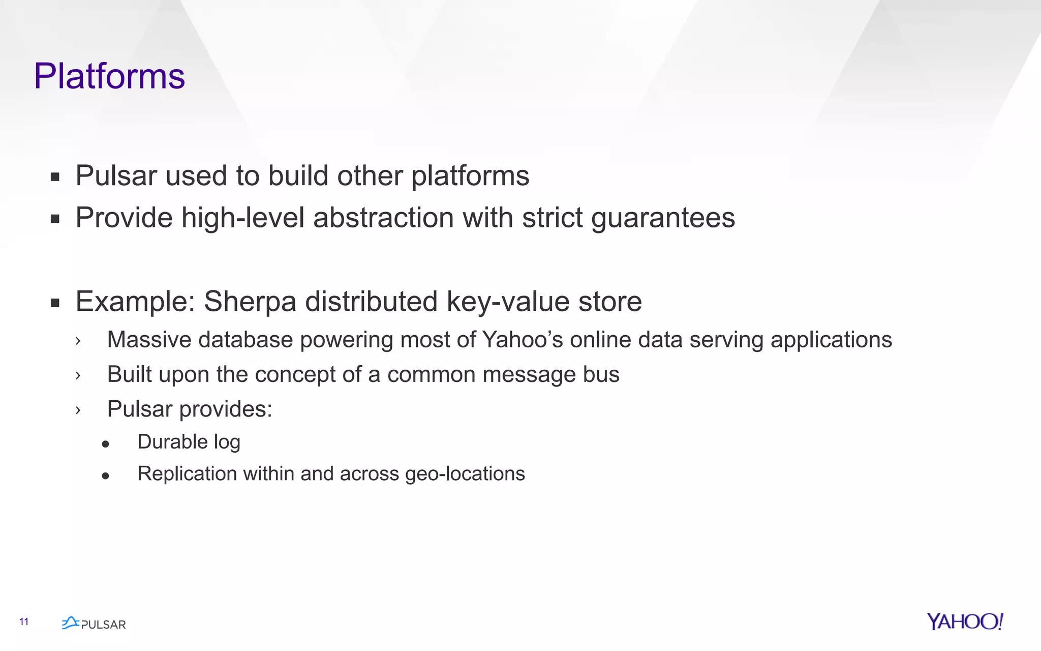 Pulsar - Distributed pub/sub platform | PPT