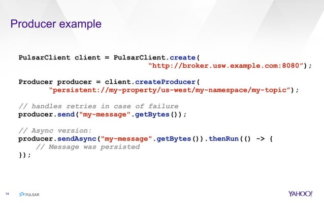 Pulsar - Distributed pub/sub platform | PPT