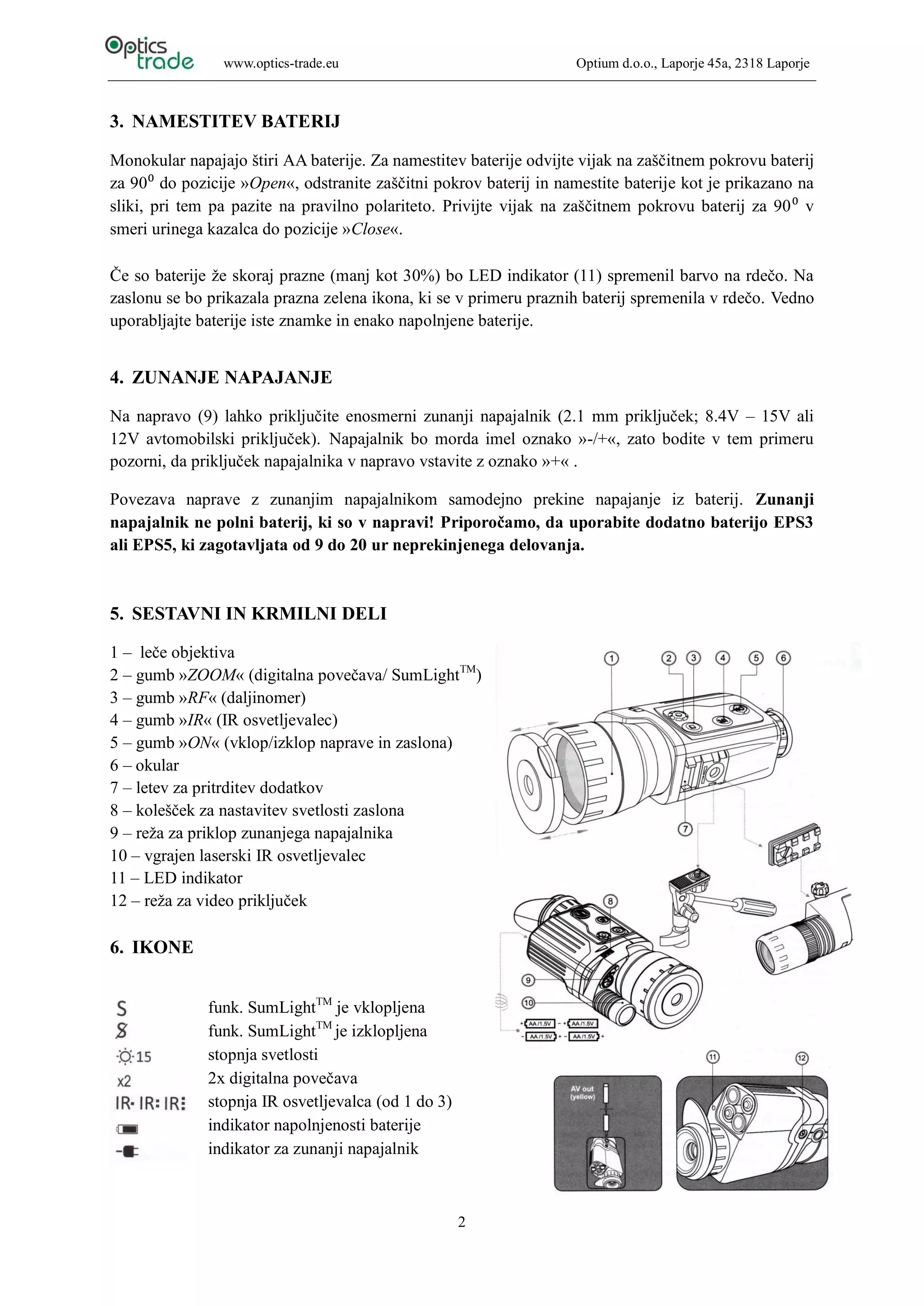 Navodilo | Pulsar digitalni monokular Digiforce X950, X970 | Optics ...