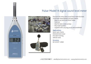 Pulsar Instruments - Occupational Noise Measurement | PDF