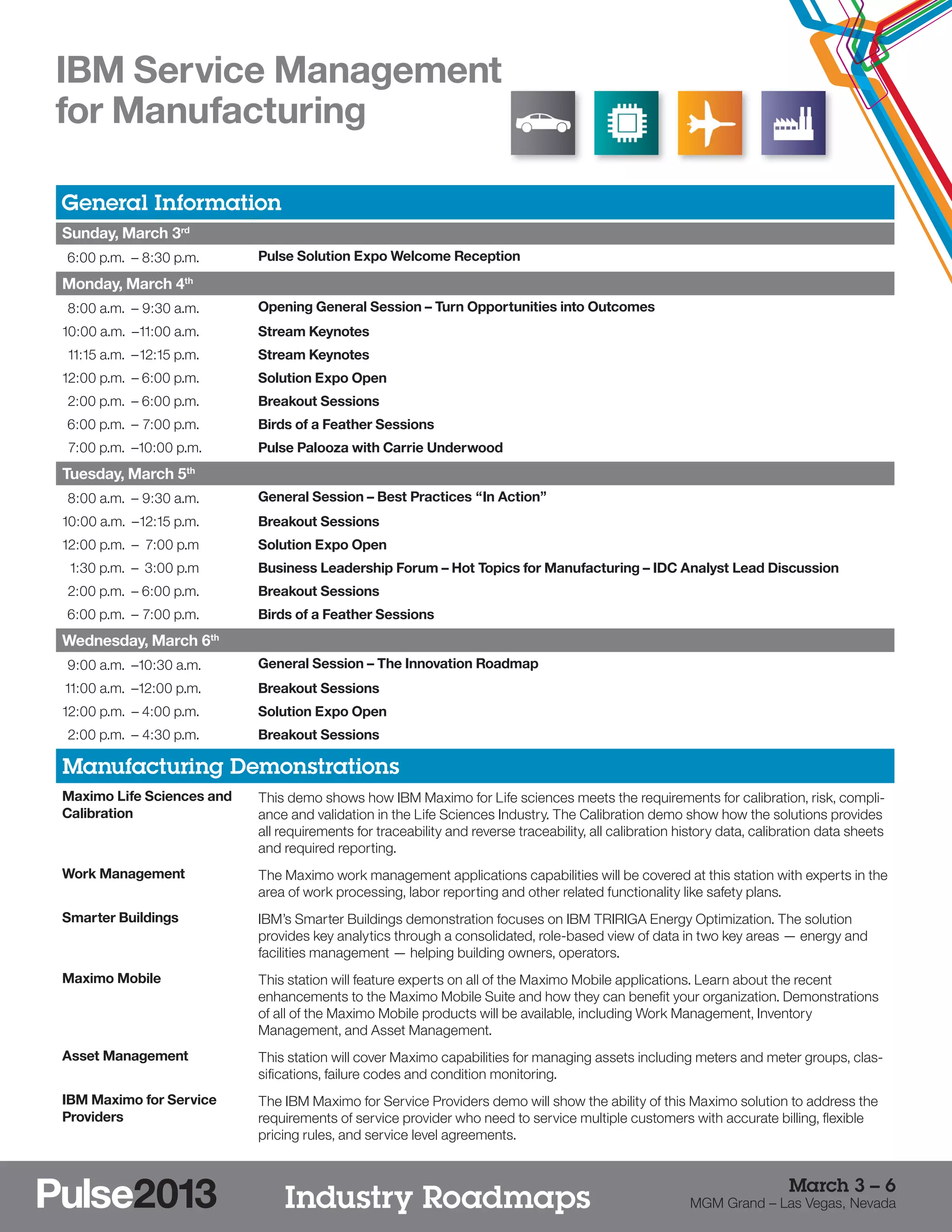 Pulse 2013 Session Roadmap for Manufacturing | PDF
