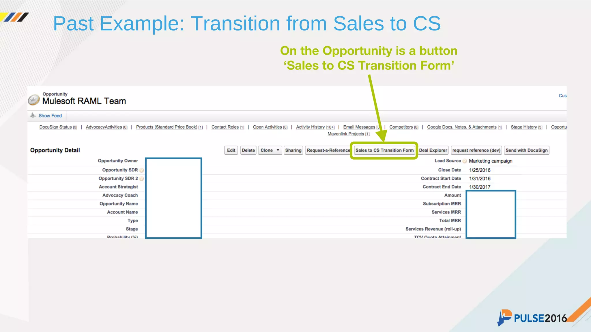 Sales / Customer Success Transition - Gainsight Pulse 2016 | PPT