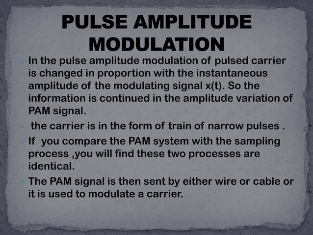 Pulse Amplitude Modulation Pam Pptx