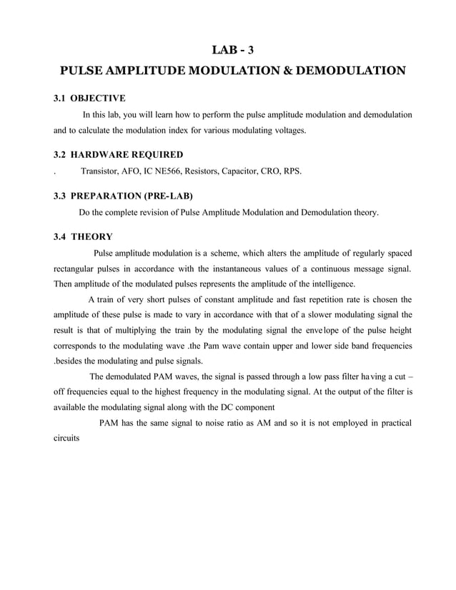 Pulse Amplitude Modulation And Demodulation Pdf