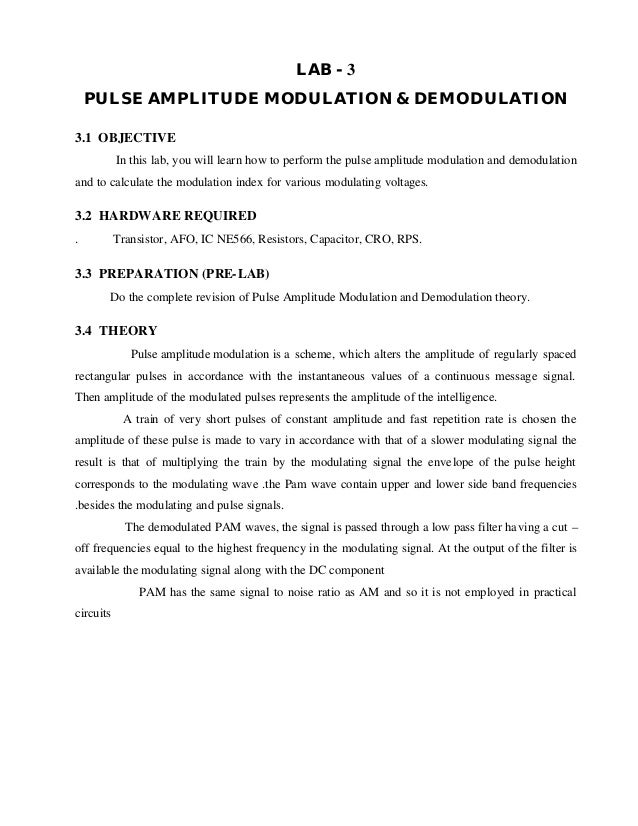 Pulse Amplitude Modulation And Demodulation