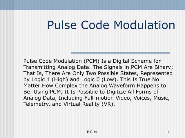 Pulse code modulation | PPT