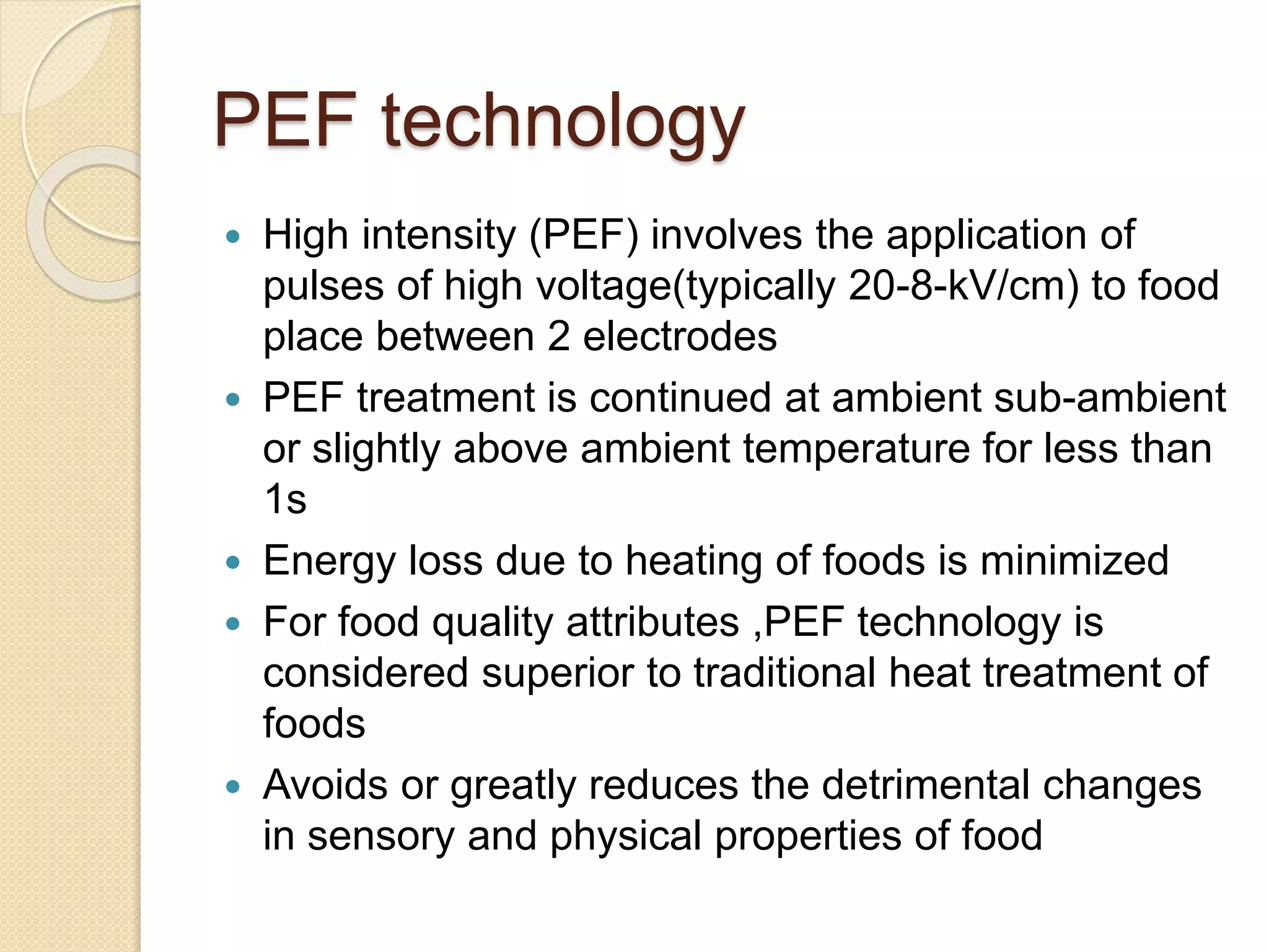 Pulsed electric field(pef) | PPTX | Chemistry | Science