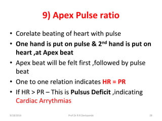 Pulse examination By Prof.Dr.Deshpande | PDF