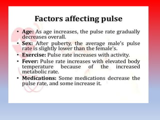 PULSE OR HEART RATE,TYPES OF PULSE ,FACTORS AFFECTING AND REGULATION .pptx