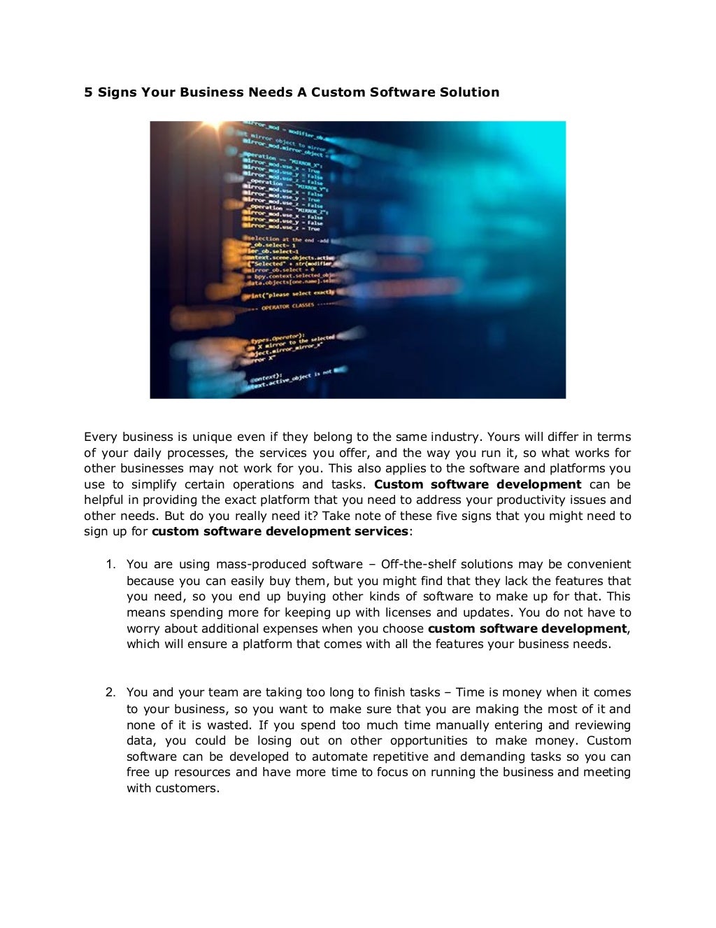 5 Signs Your Business Needs A Custom Software Solution