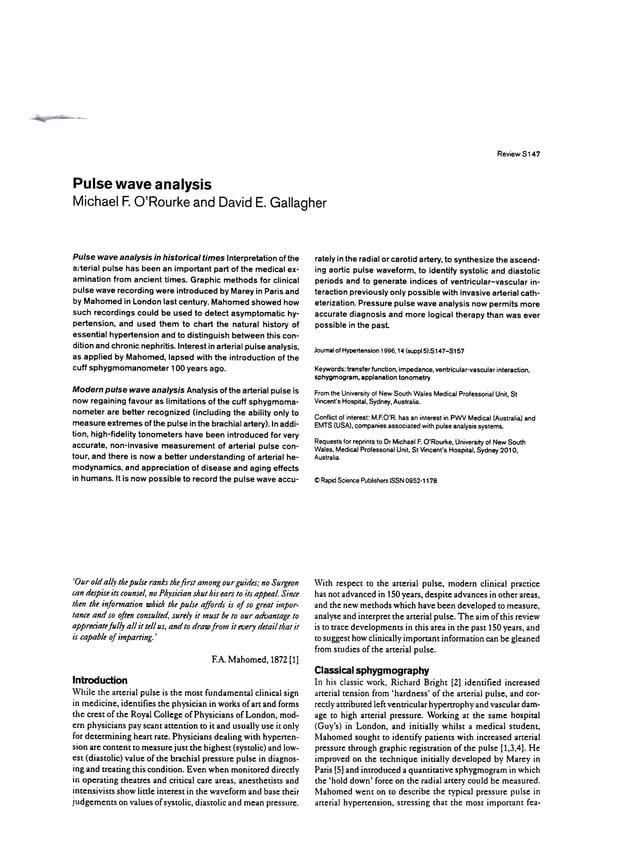 Pulse wave analysis | PDF | Heart and Cardiovascular Diseases | Diseases and Conditions
