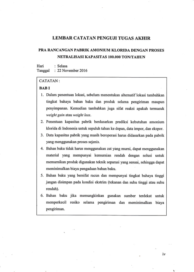 Pra-Rancangan Pabrik Amonium Klorida dengan Proses Netralisasi ...