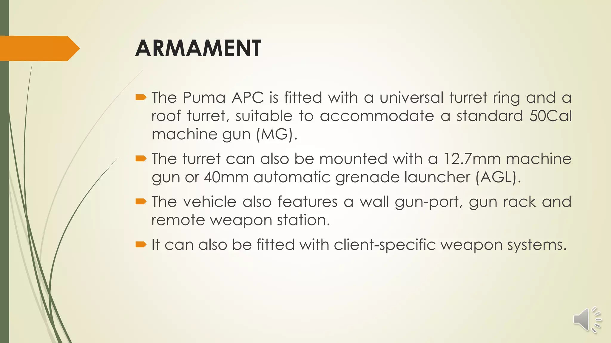 Puma armoured personnel carrier (apc), canada | PPTX