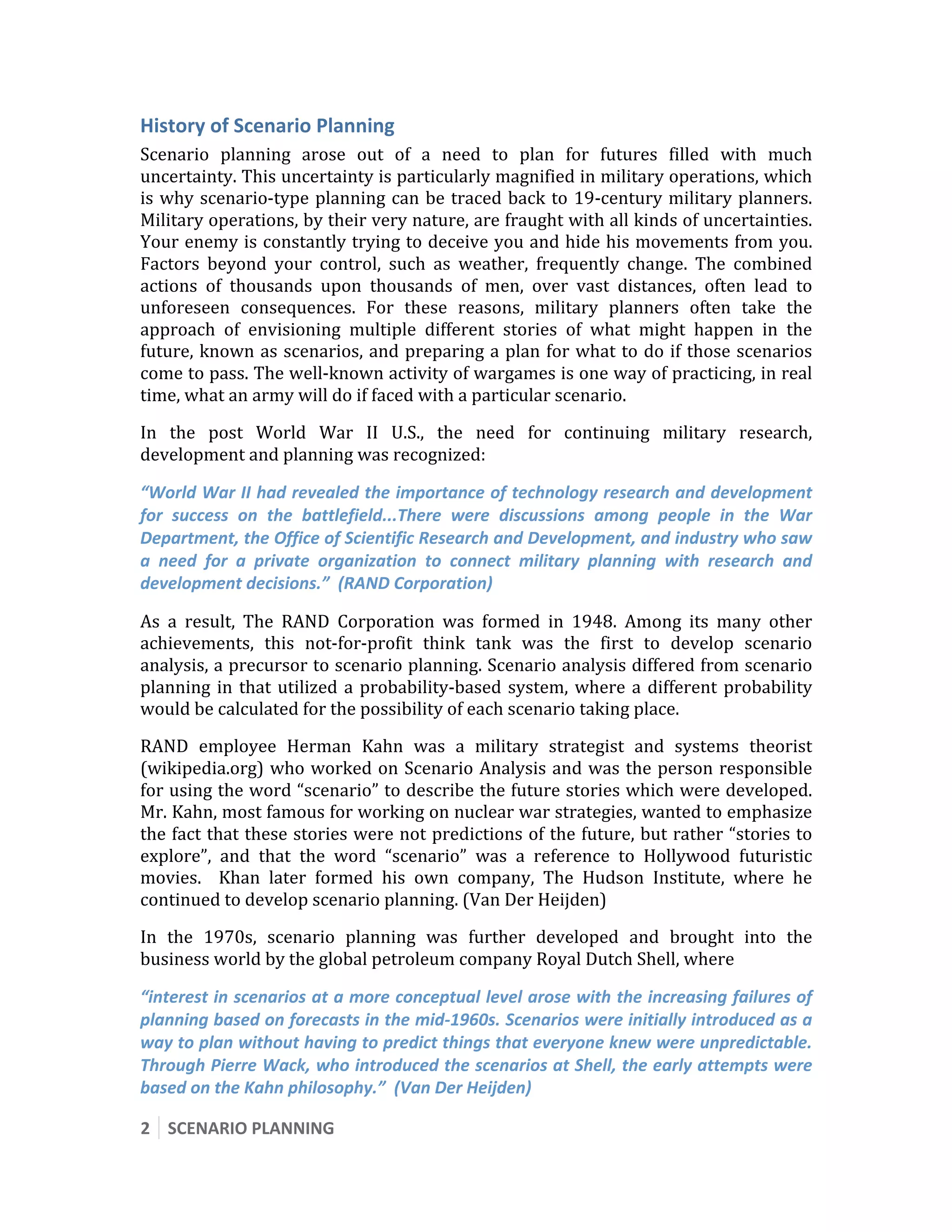 Scenario Planning An Introduction Pdf