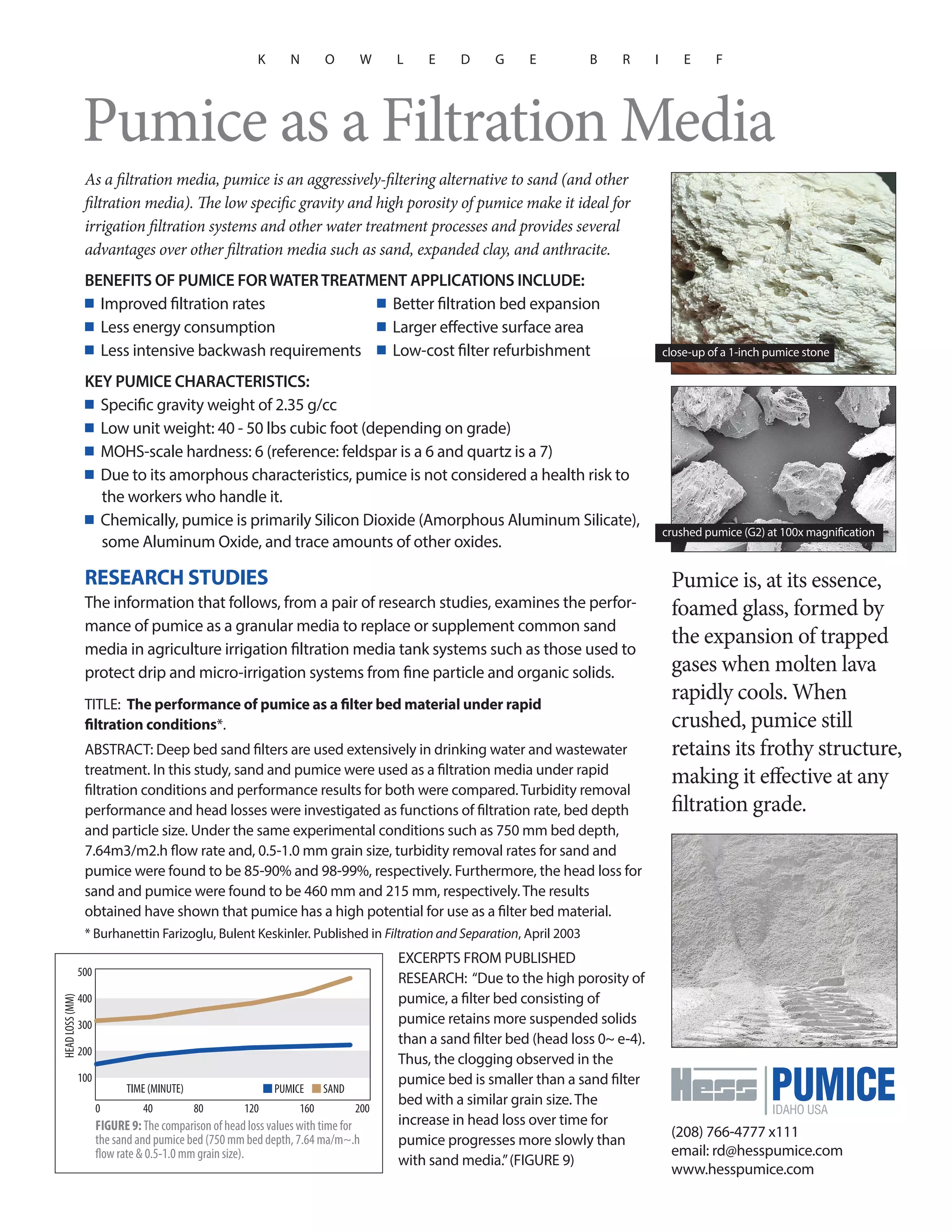 Pumice as a Water Filtration Media (knowledge brief) | PDF