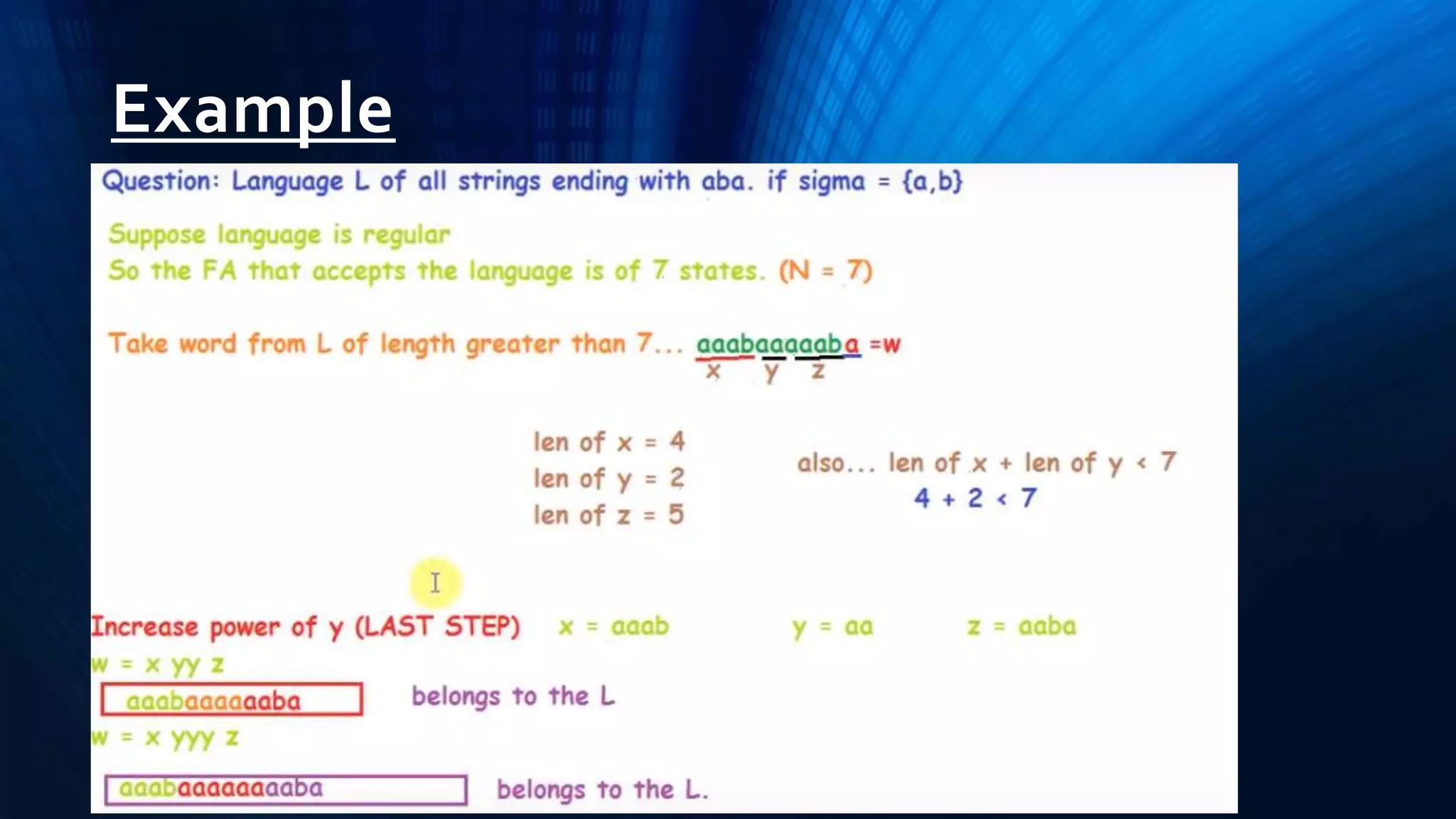 Pumping lemma Theory Of Automata | PPTX