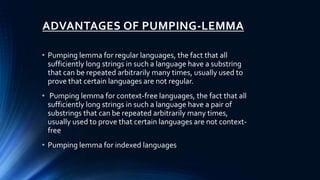 Pumping lemma Theory Of Automata | PPTX