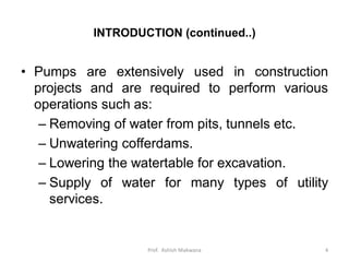 Pumping equipments_Advanced Construction Technology (Semester-6), Civil ...