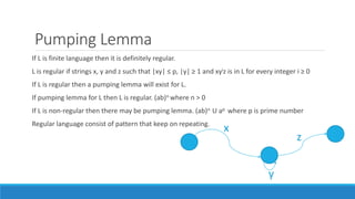 Pumping Lemma and Regular language or not? | PDF