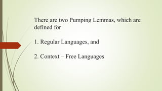 Pumping lemma | PPTX