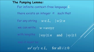 Pumping lemma for cfl | PDF