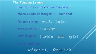 Pumping lemma for cfl | PDF