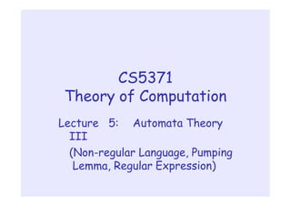 Pumping lemma for regular set h1 | PPT