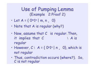 Pumping lemma for regular set h1 | PPT