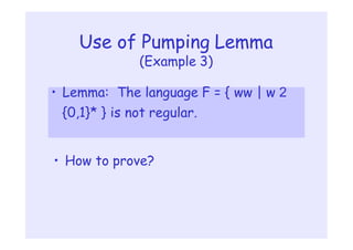 Pumping lemma for regular set h1 | PPT