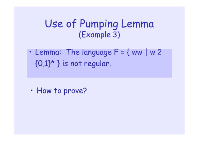Pumping lemma for regular set h1 | PPT
