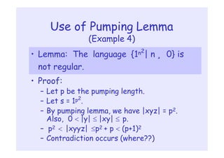 Pumping lemma for regular set h1 | PPT