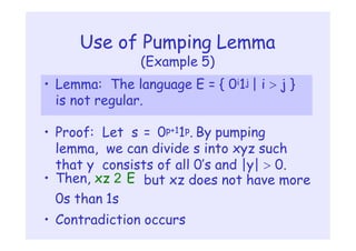 Pumping lemma for regular set h1 | PPT