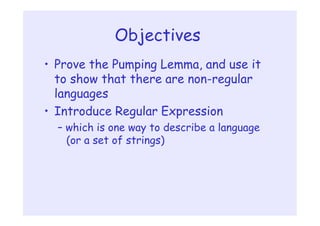Pumping lemma for regular set h1 | PPT