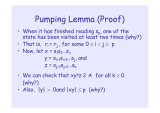 Pumping lemma for regular set h1 | PPT