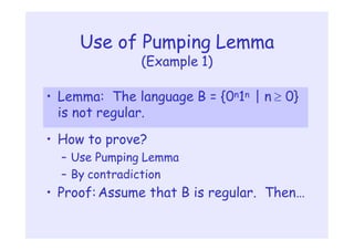 Pumping lemma for regular set h1 | PPT