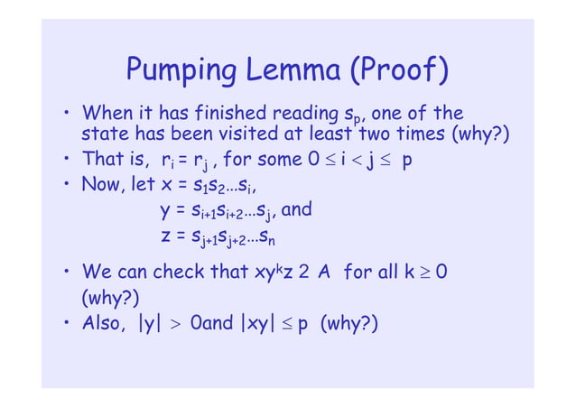 Pumping Lemma For Regular Set H1
