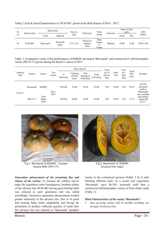 Baromashi- a year round good quality pumpkin variety raises new hope to ...