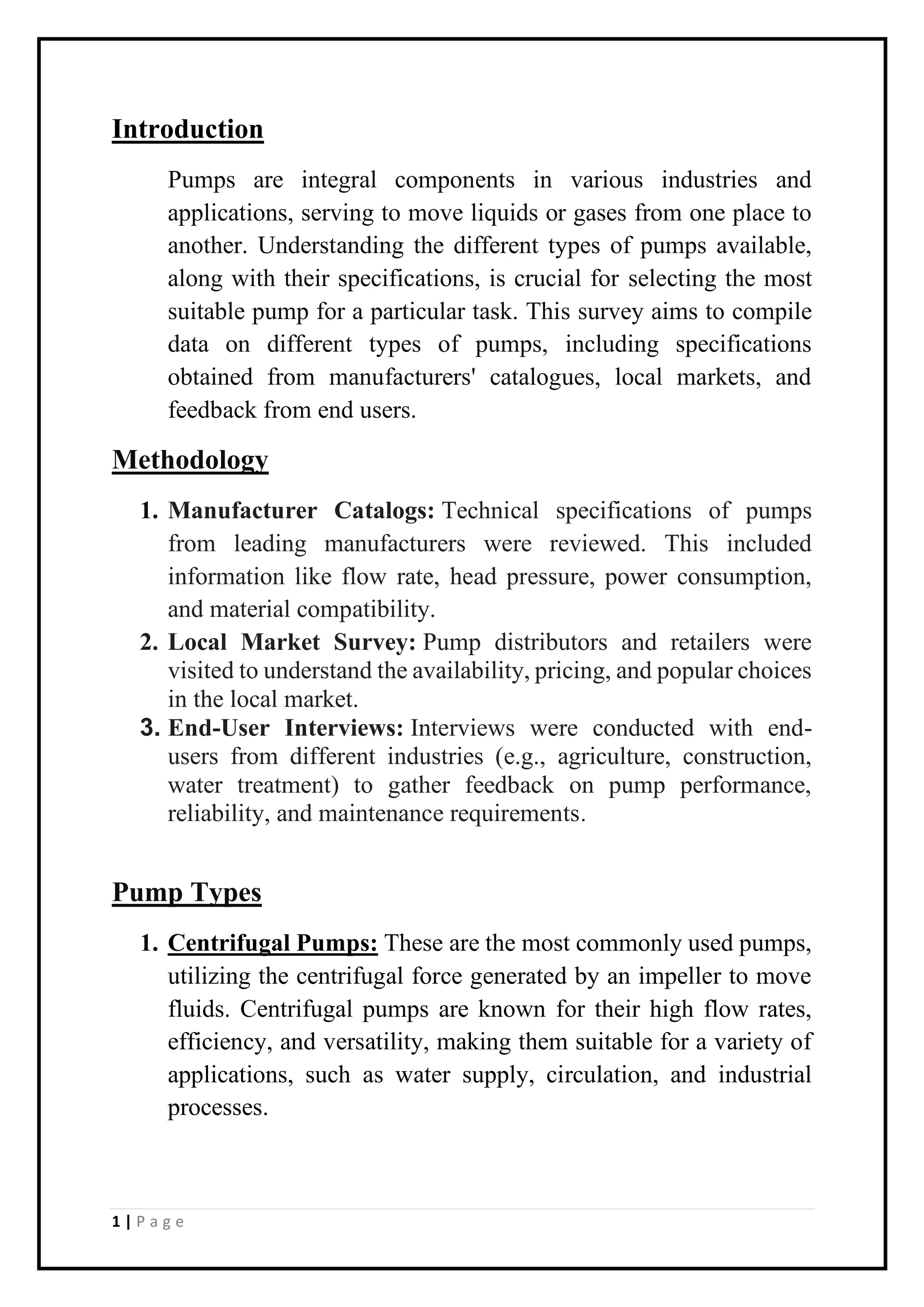 Different Types of Pump with Specifications | PDF
