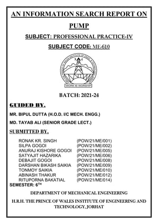 Different Types of Pump with Specifications | PDF