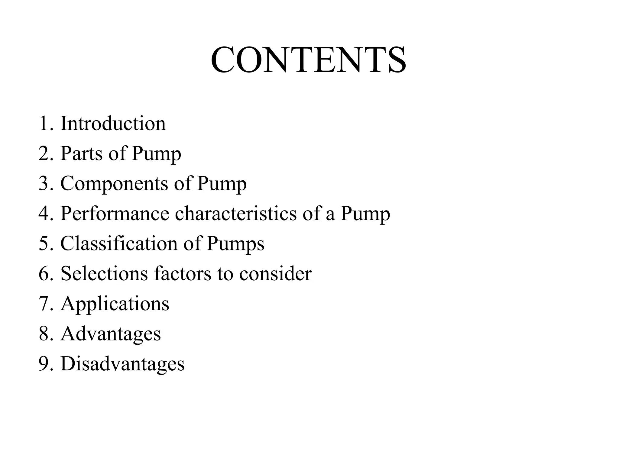 pumps, its types, performance characteristics | PPTX